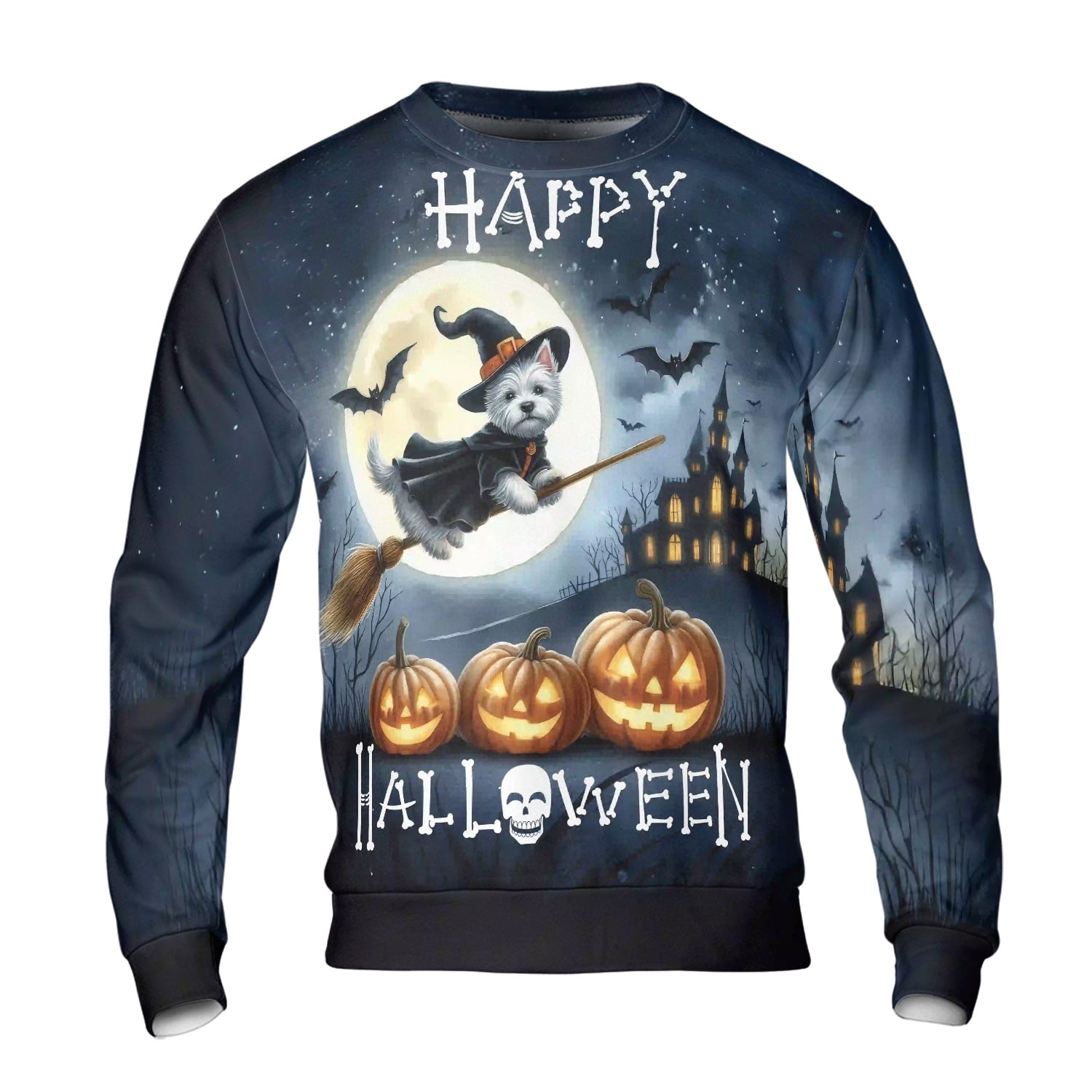 Happy Halloween West Highland White Terrier Witch Pumpkins Bats All ...