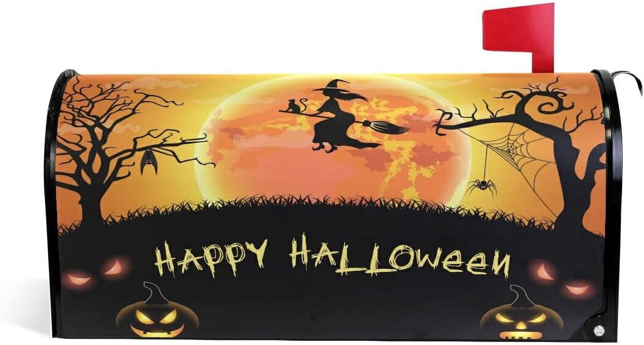 Happy Halloween Witch Spider Bat Magnetic Mailbox Cover Pumpkin Trick ...