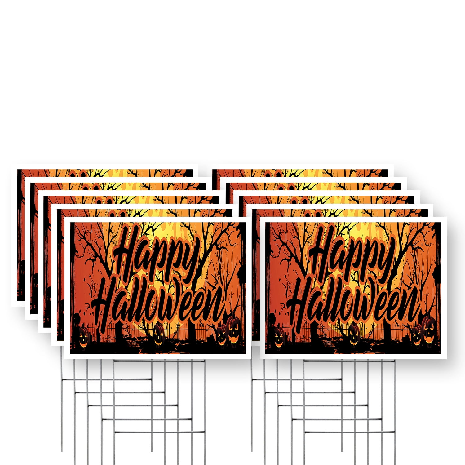 Happy Halloween Yard Sign 10 Pack of 18 Inch x 24 Inch Single Sided ...