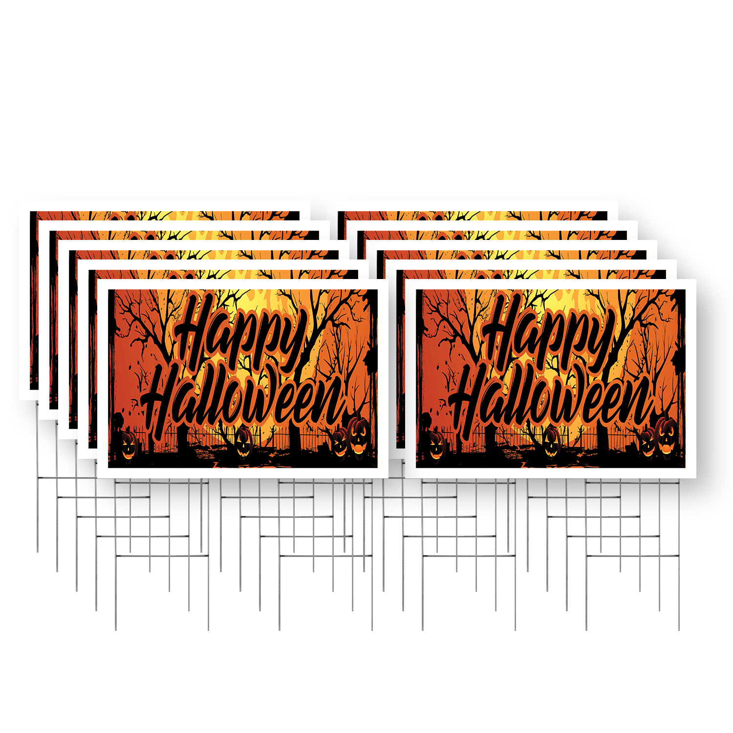 Happy Halloween Yard Sign 10 Pack of 24 Inch x 36 Inch Single Sided ...