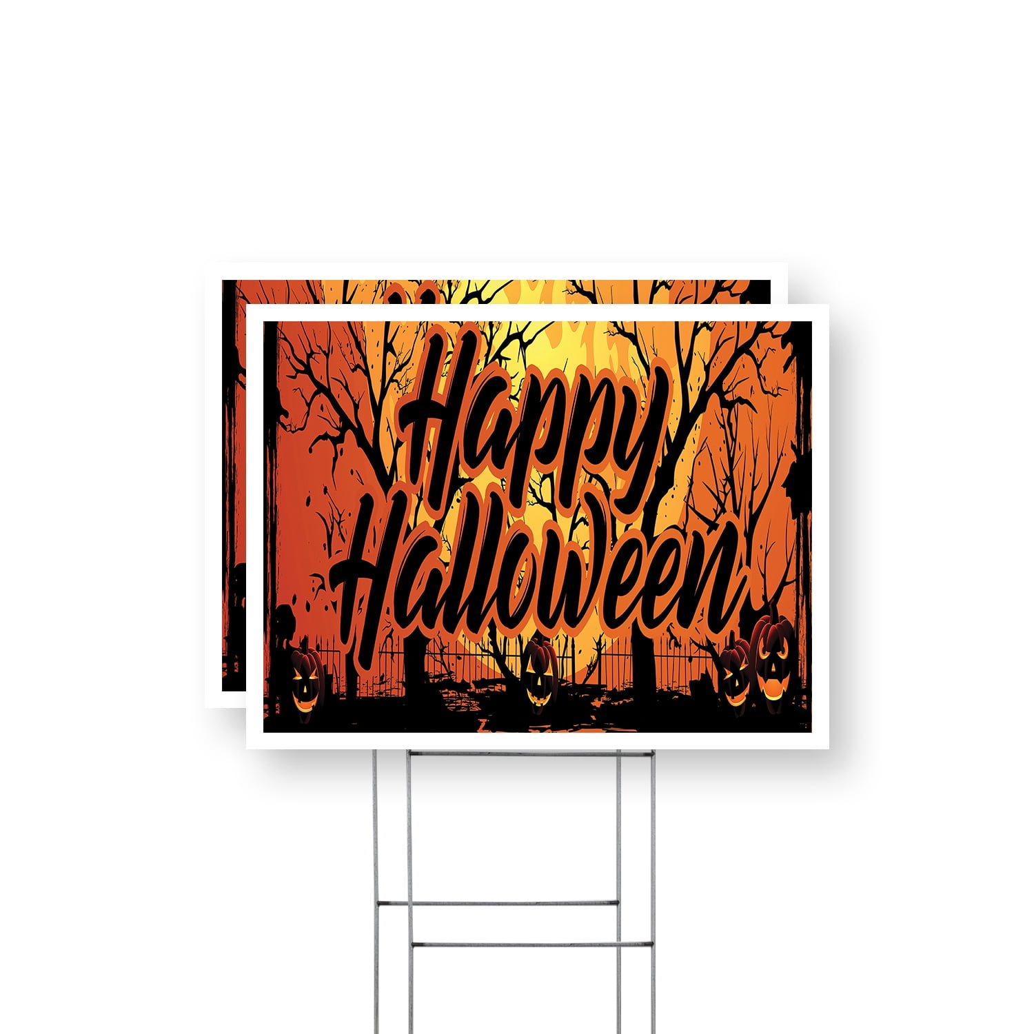 Happy Halloween Yard Sign 2 Pack of 12 Inch x 16 Inch Double Sided ...