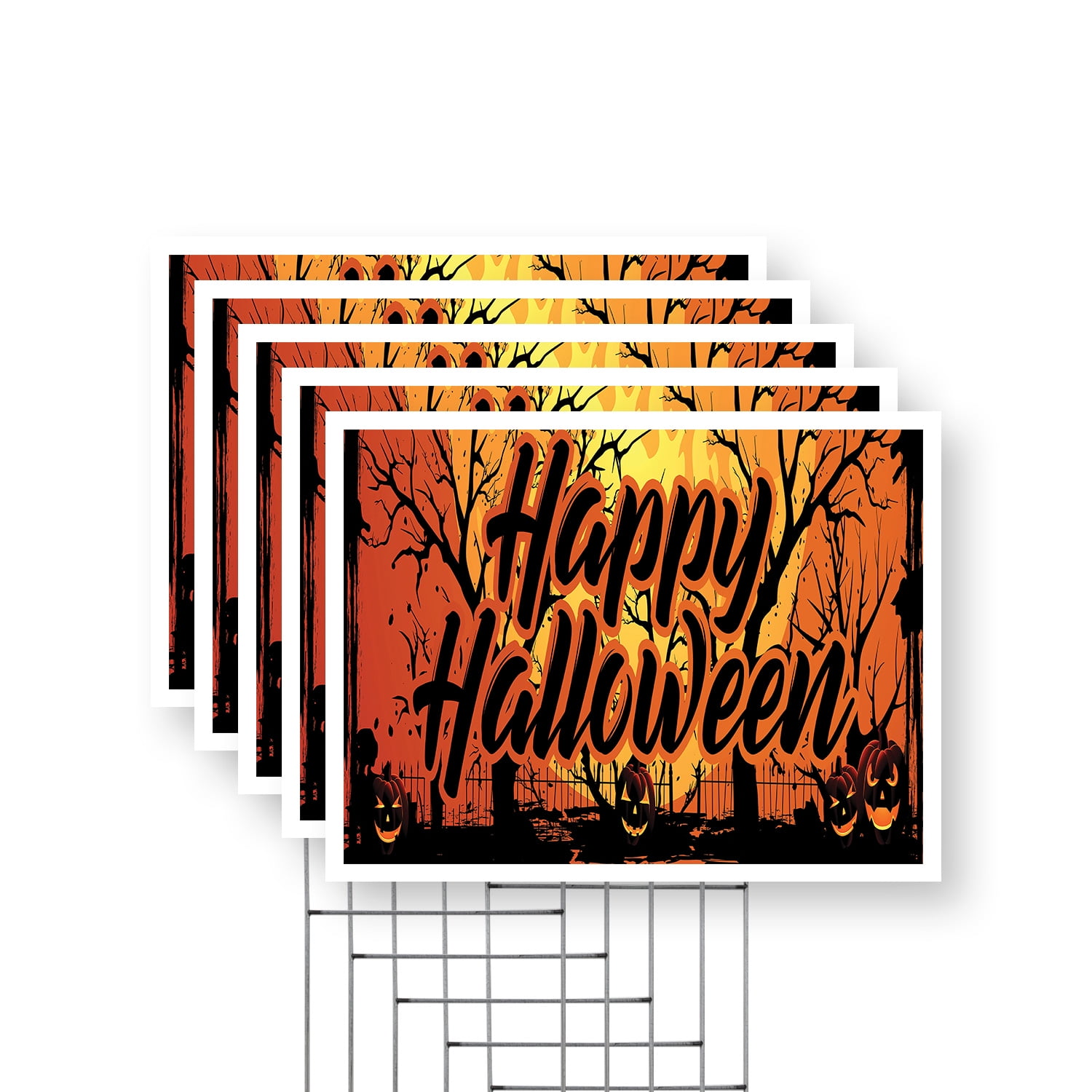 Happy Halloween Yard Sign 5 Pack of 12 Inch x 16 Inch Double Sided ...