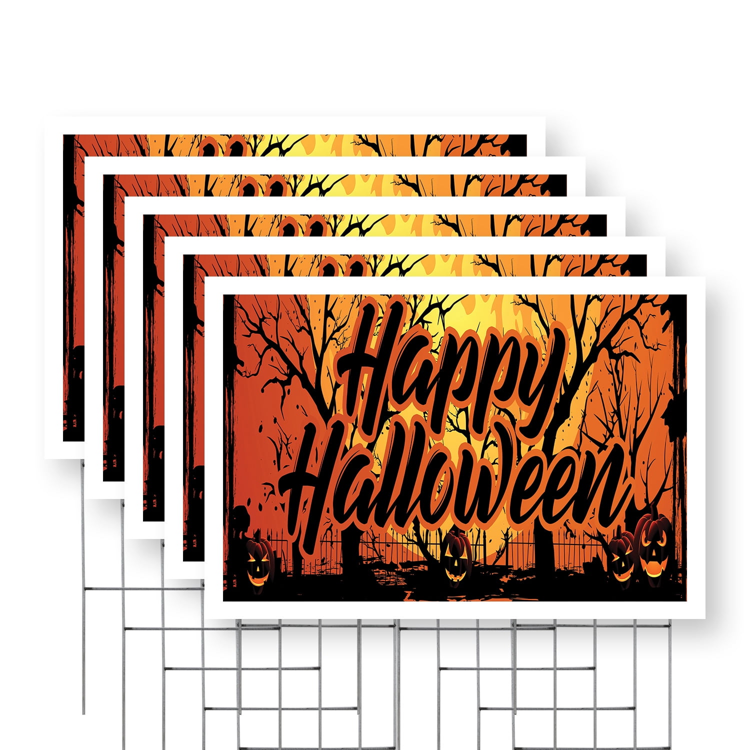 Happy Halloween Yard Sign 5 Pack of 24 Inch x 36 Inch Single Sided ...