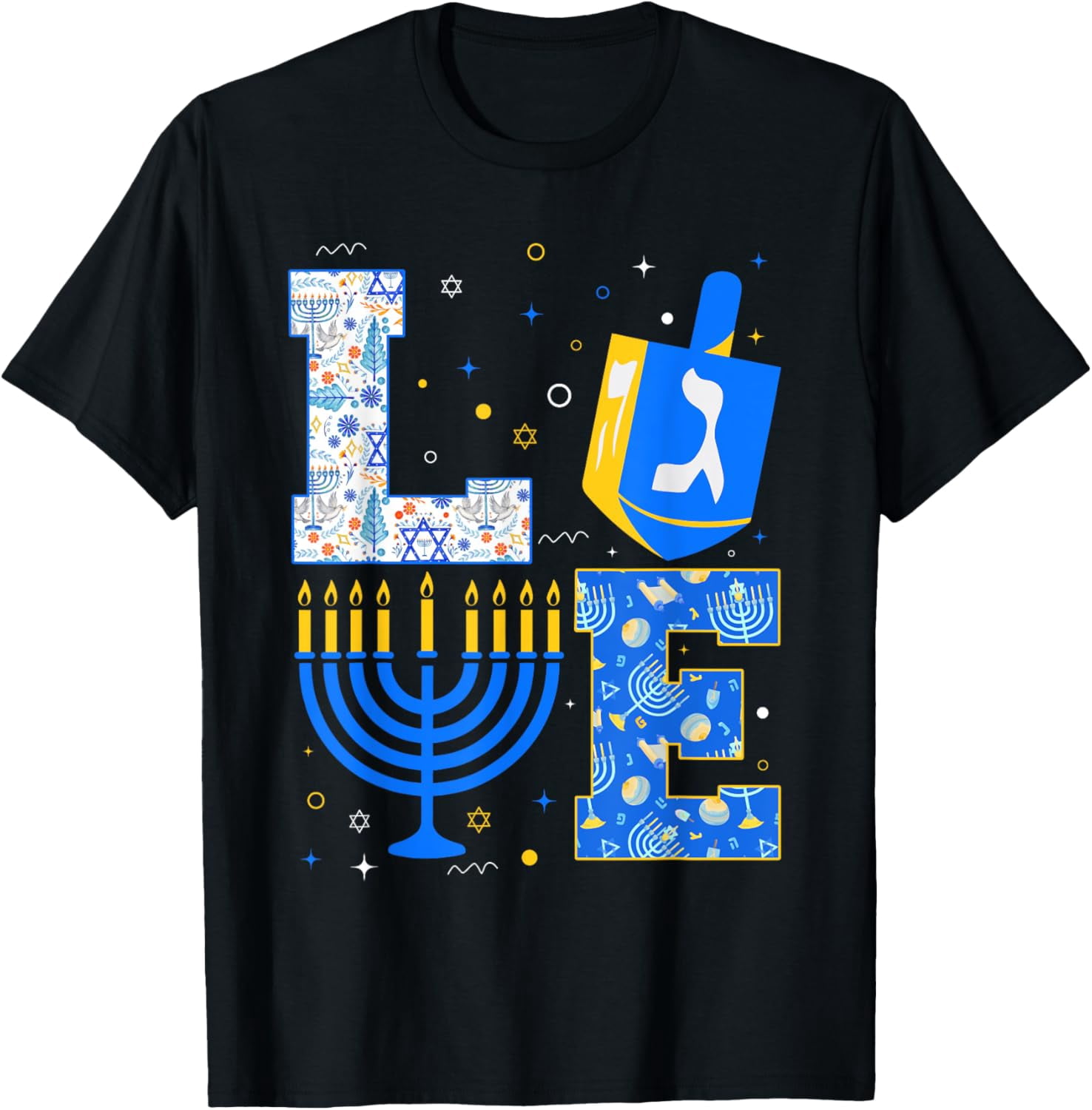 Happy Hanukah LOVE Chanukah Jewish Holiday Men Women Kids T-Shirt ...