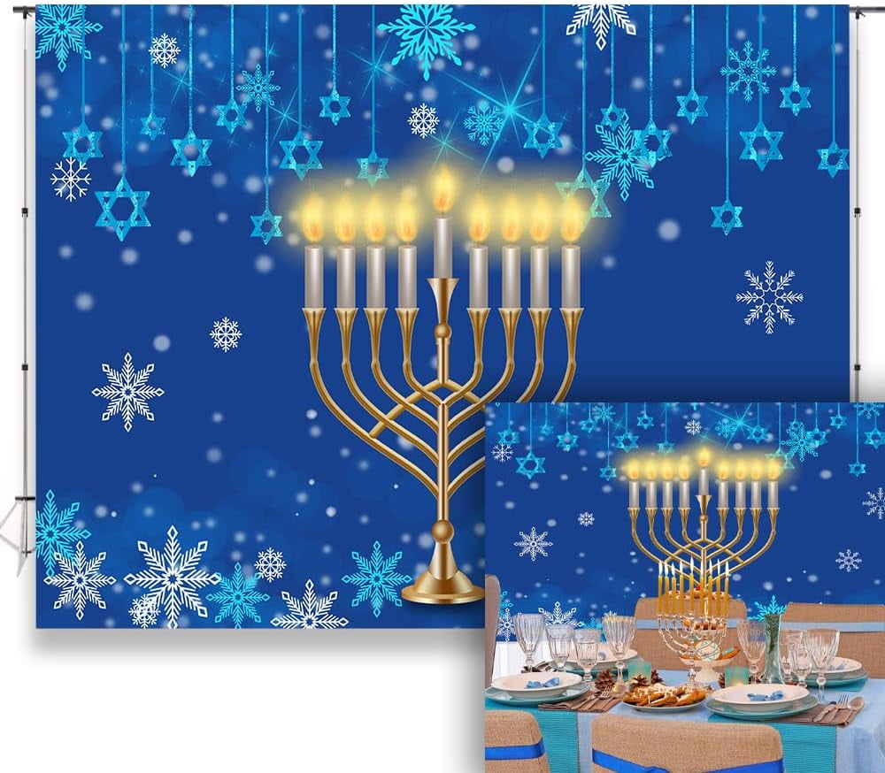 Happy Hanukkah Backdrop Jewish Chanukah Party Background Photo Decor ...