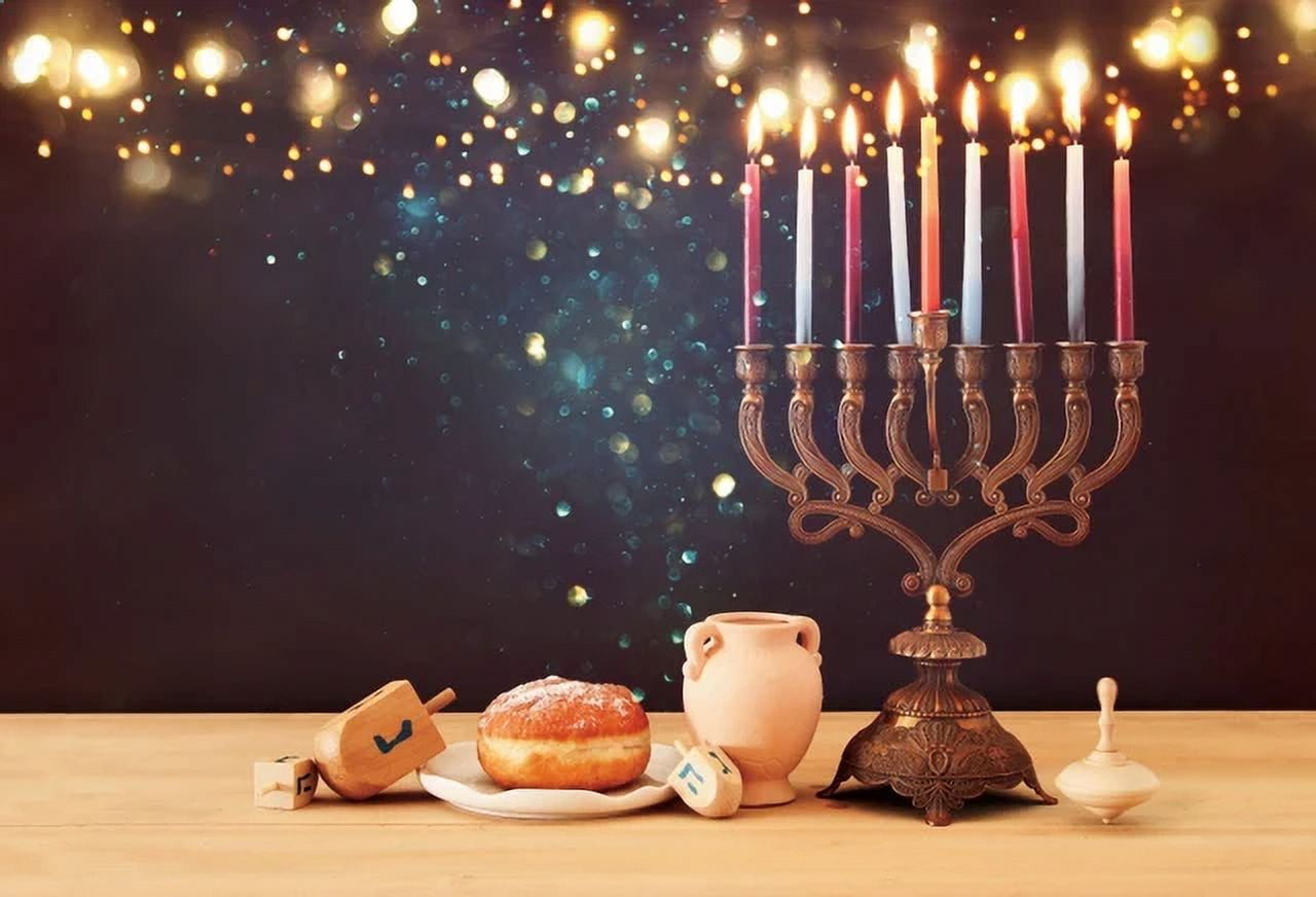 Happy Hanukkah Backdrop Jewish Holy Holiday Festival Party Candle ...