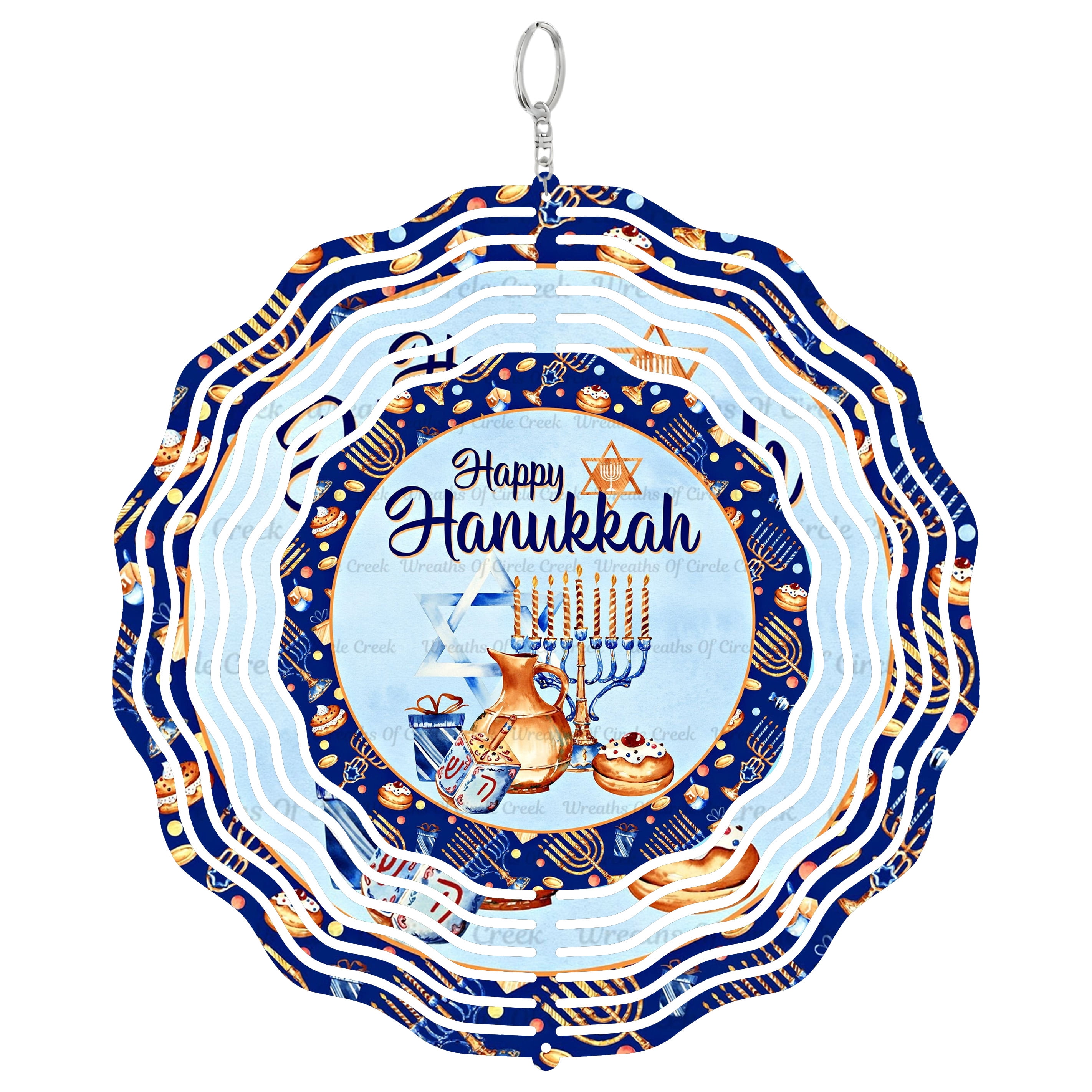 Happy Hanukkah Festival of Lights 3D Wind Spinner Hanging, UV Printed ...
