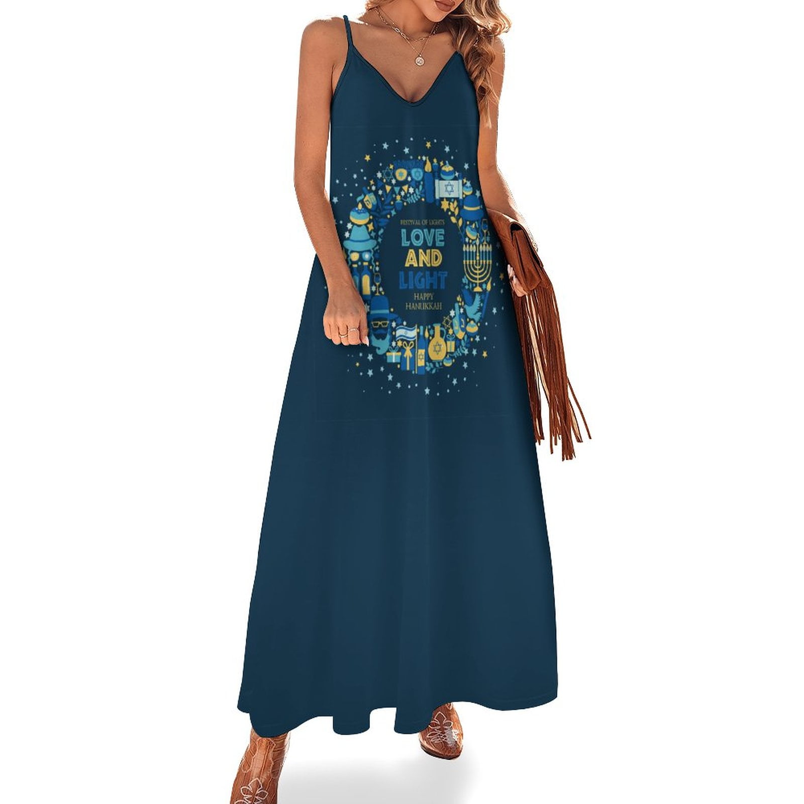 Happy Hanukkah Jewish Chanukah Holiday Dresses for Women V Neck ...