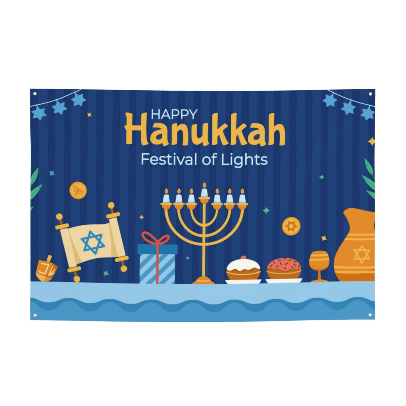 Happy Hanukkah Jewish Chanukah Holiday Large Banner Party Decorations ...