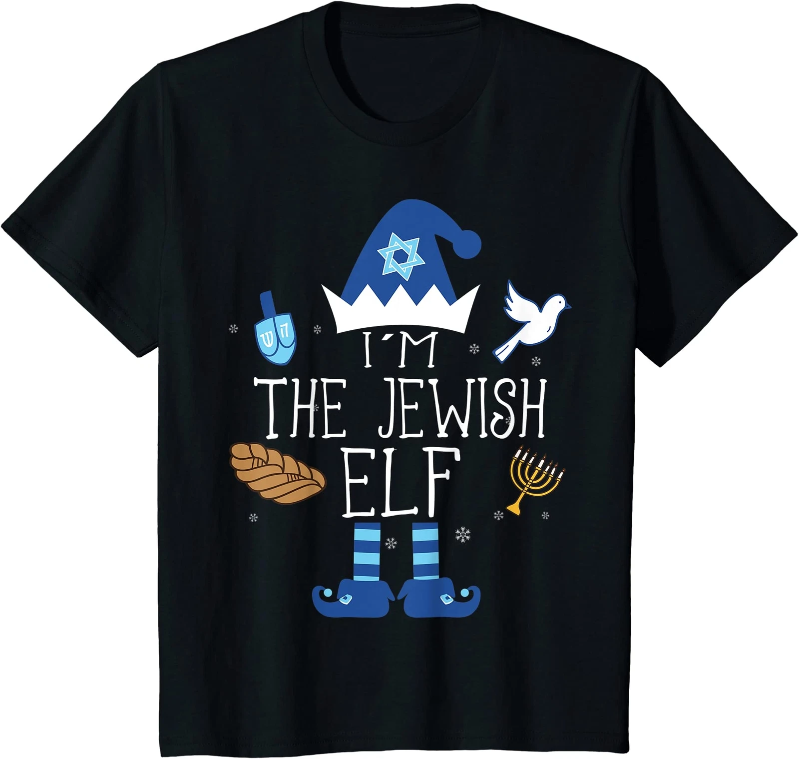 Happy Hanukkah Jewish Elf Family Holiday Group Festive Youth Tee up to ...