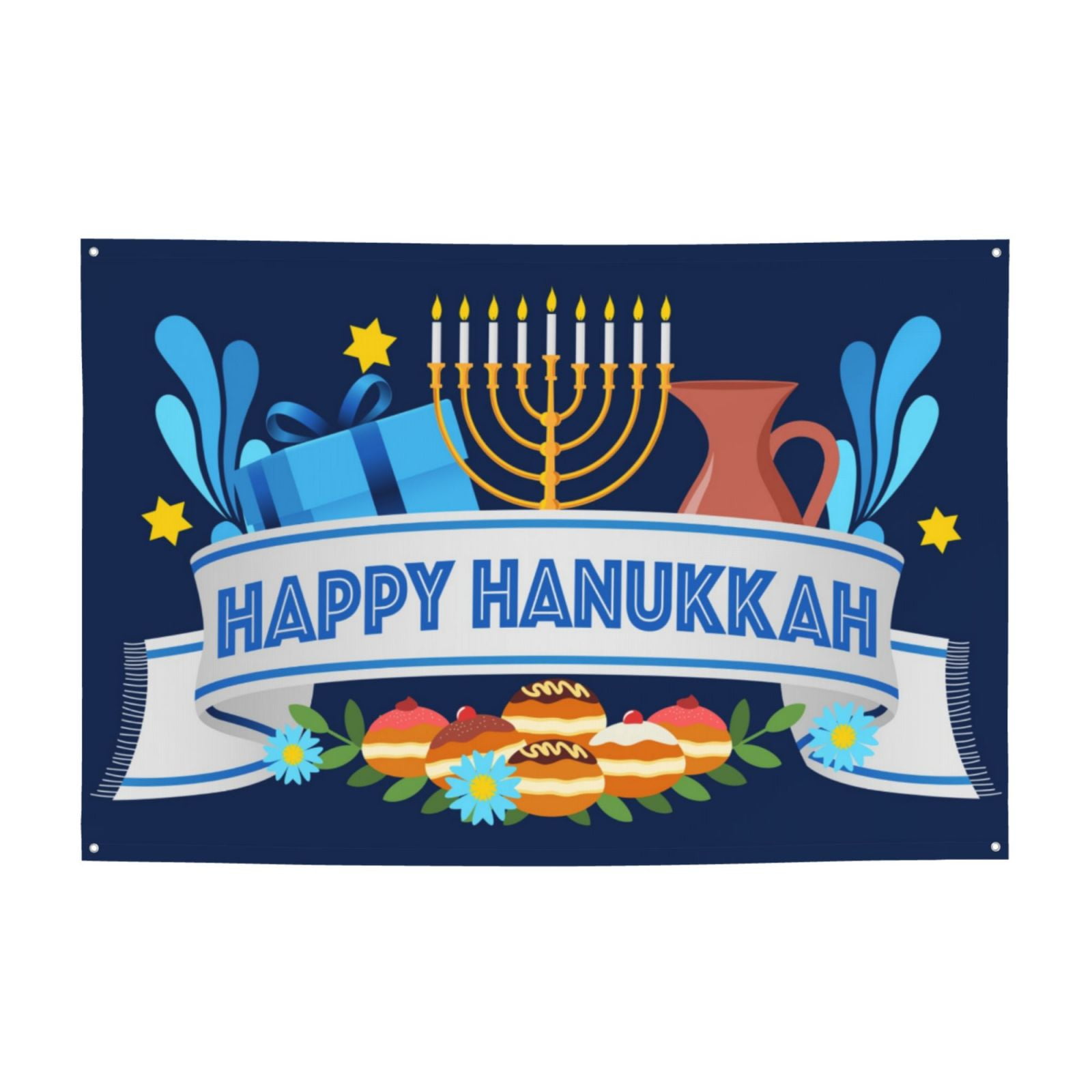 Happy Hanukkah Jewish Festival Holiday Banner Backdrop Porch Sign 47 x ...