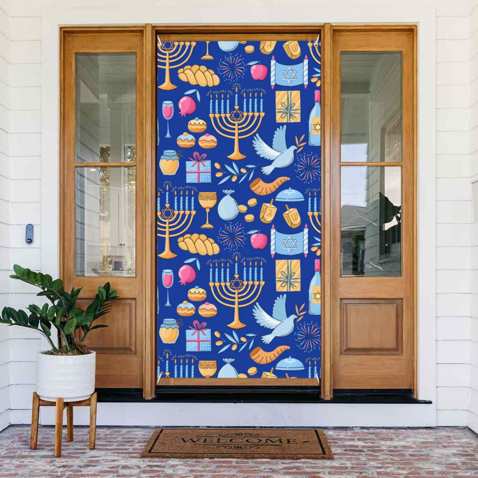 Happy Hanukkah Jewish Festival Holiday Door Cover Decoration Backdrop ...