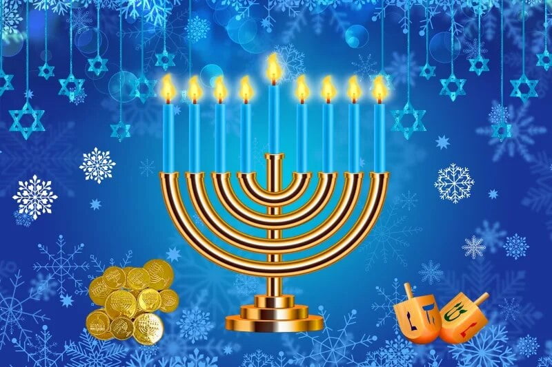 Happy Hanukkah Photo Backdrop Jewish Festival Home Decor Chanukah ...