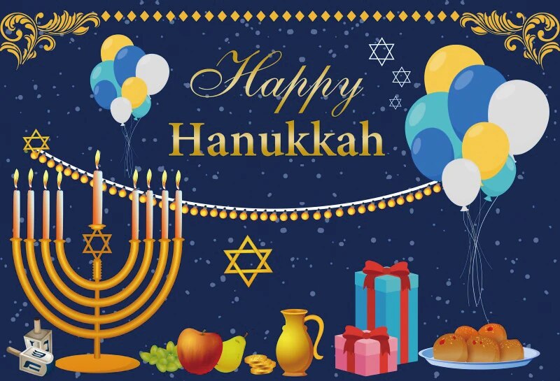 Happy Hanukkah Photo Backdrop Jewish Festival Home Decor Chanukah ...
