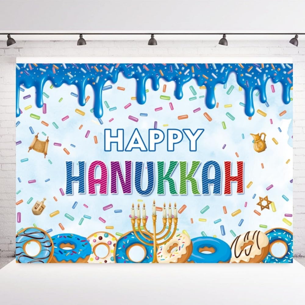 Happy Hanukkah Photography Background Hanukkah Donut Decorations Banner ...