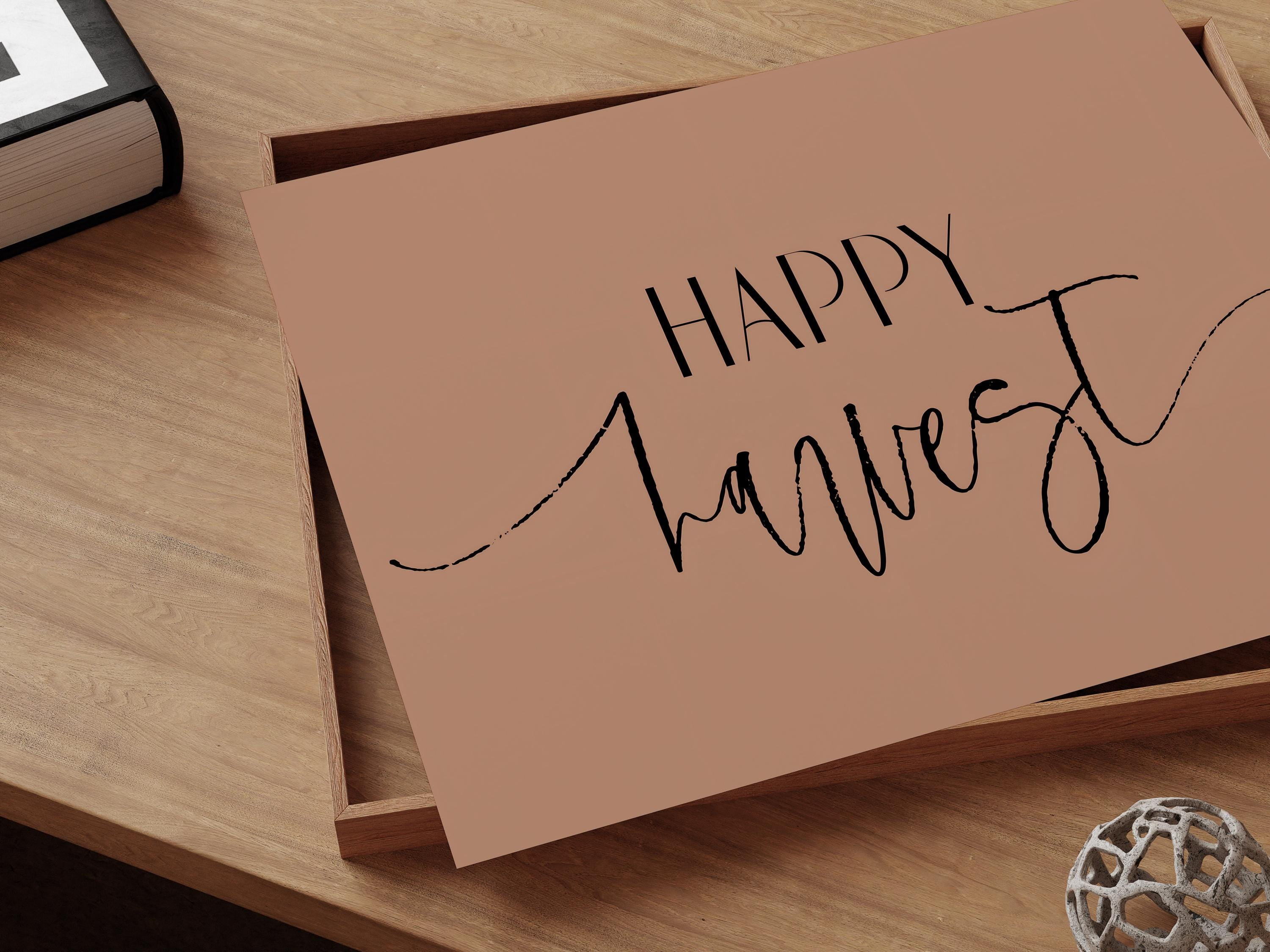 Happy Harvest Fall Print, Fall Wall Art,Rustic Fall Print, Minimalist ...