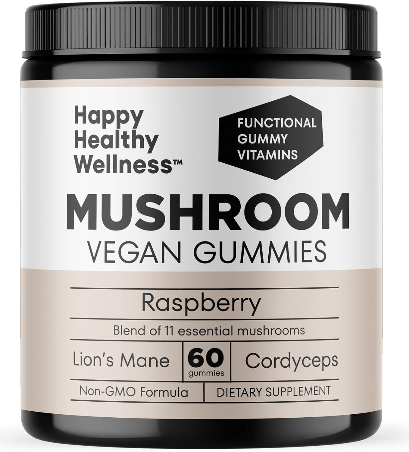 Happy Healthy Wellness Mushroom Vegan Gummies - Raspberry - 60 gummies ...