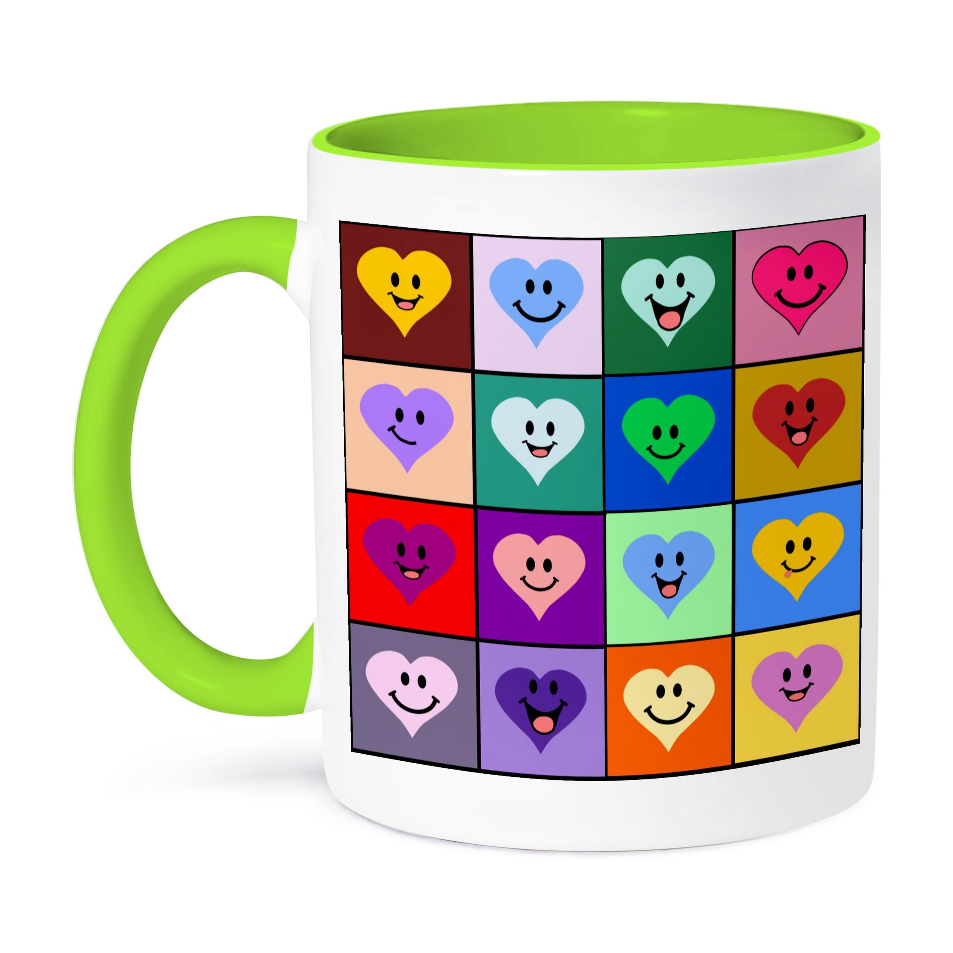 3dRose, Happy heart squares pattern - colorful rainbow smiling face ...
