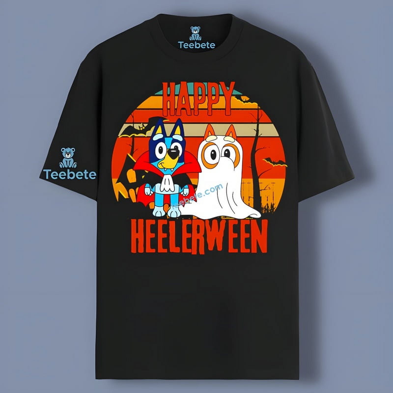 Happy Heelerween Bluey Vampire And Bingo Ghost Shirt - Walmart.com