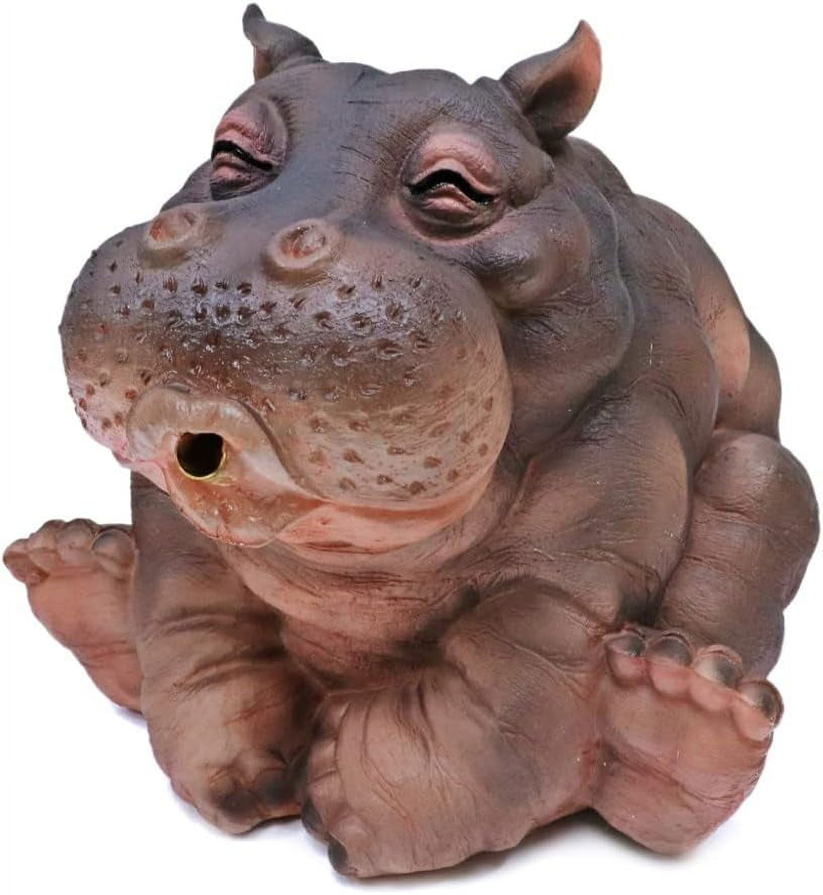 Happy Hippo Baby Decorative Plumbed Pond Statuary Fountain Spitter ...