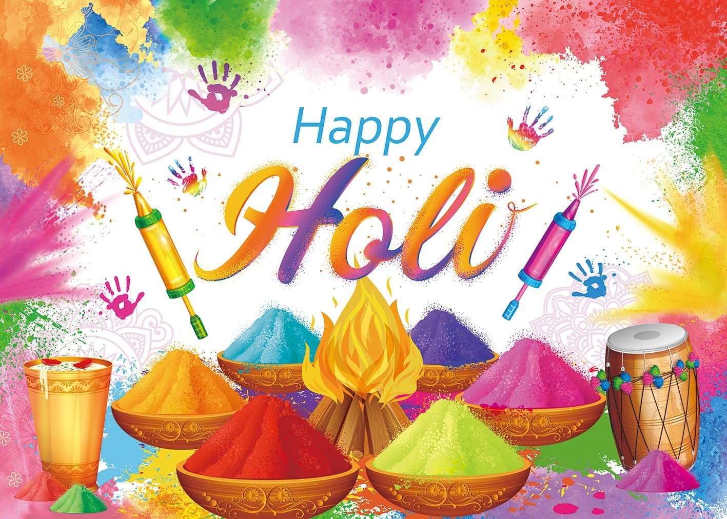 Happy Holi Backdrop Indian Colorful Graffiti Hindu Photography ...