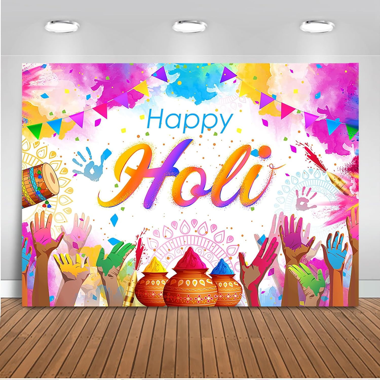 Happy Holi Backdrop Indian Colorful Graffiti Hindu Photography Holi ...