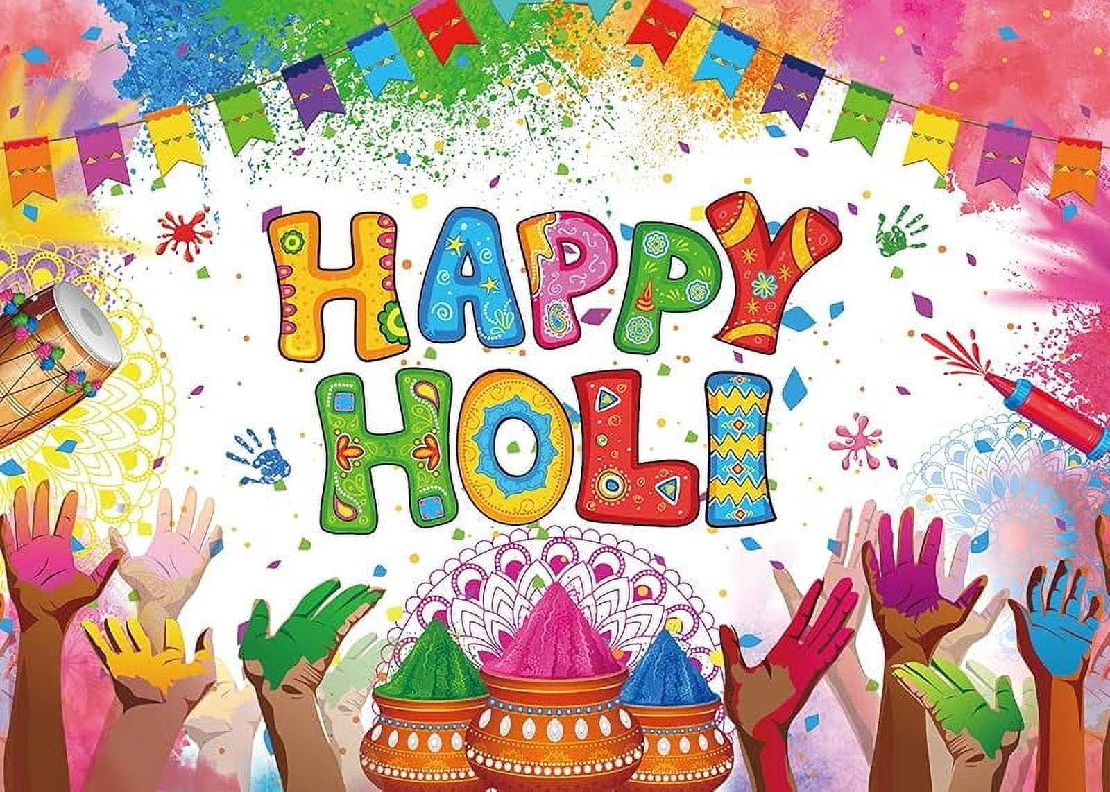 Happy Holi Backdrop Indian Hindu Festival Party Decoration Graffiti ...