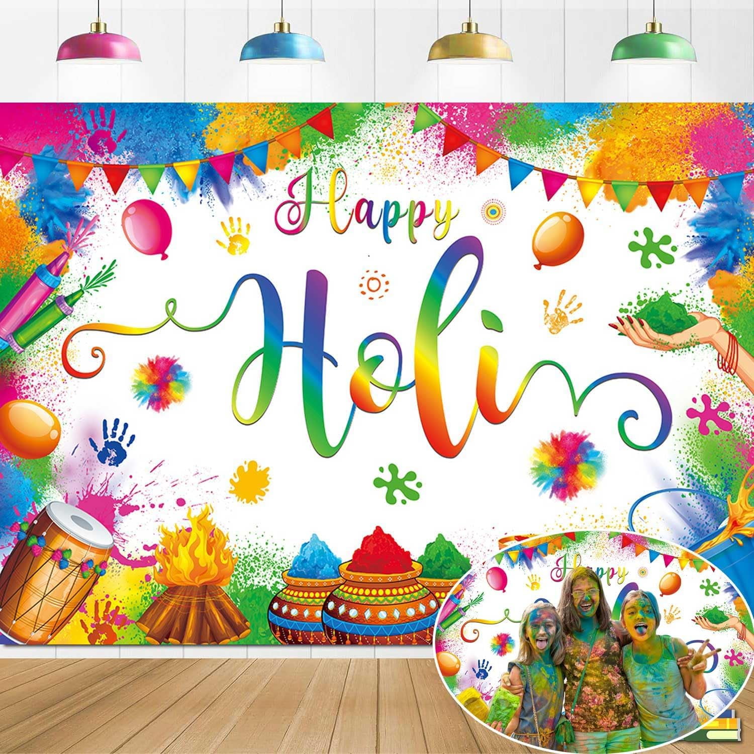 Happy Holi Backdrop Indian Hindu Festival Party Photography Background ...