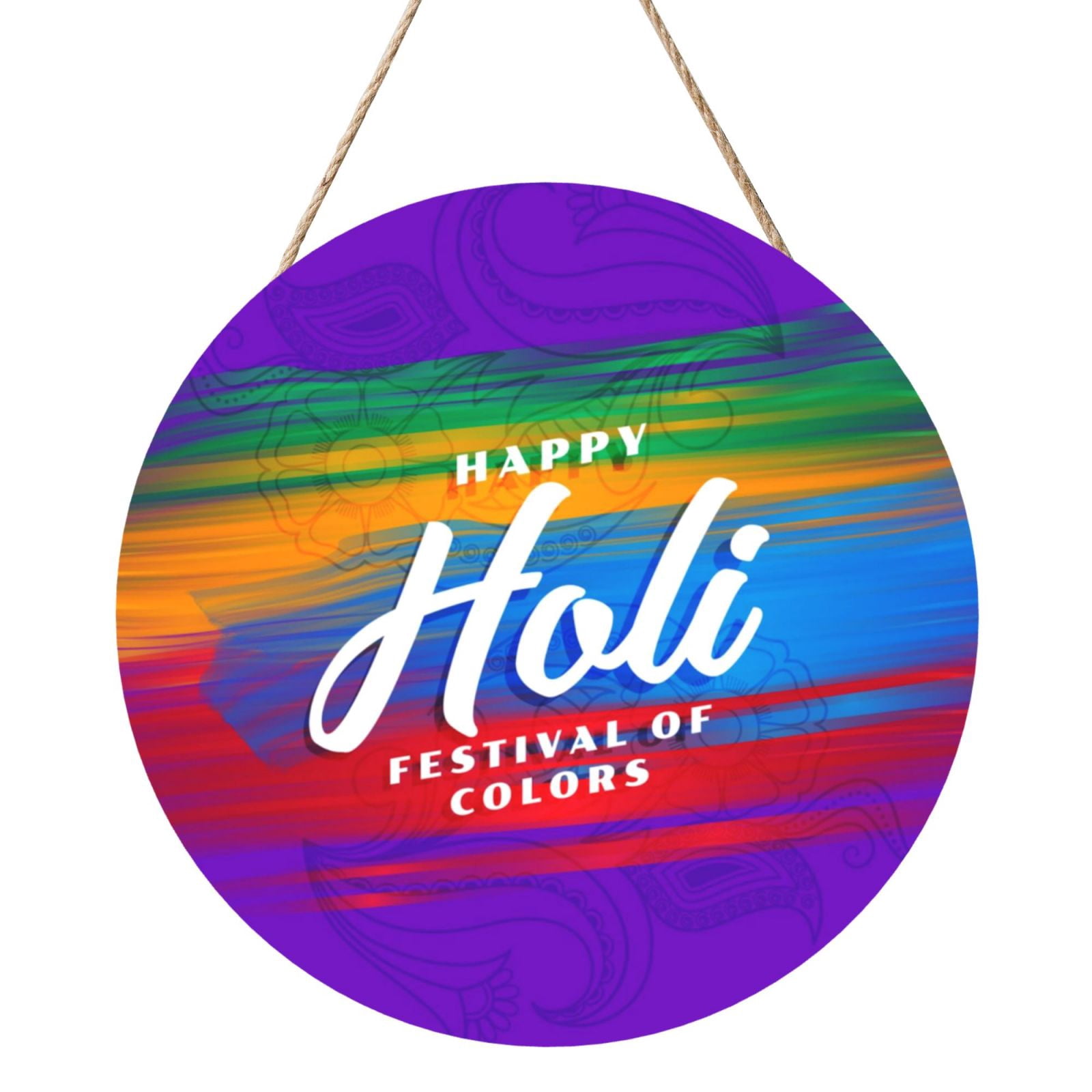 Happy Holi India Holiday Wooden Hanging Sign Ornament Welcome Sign For ...
