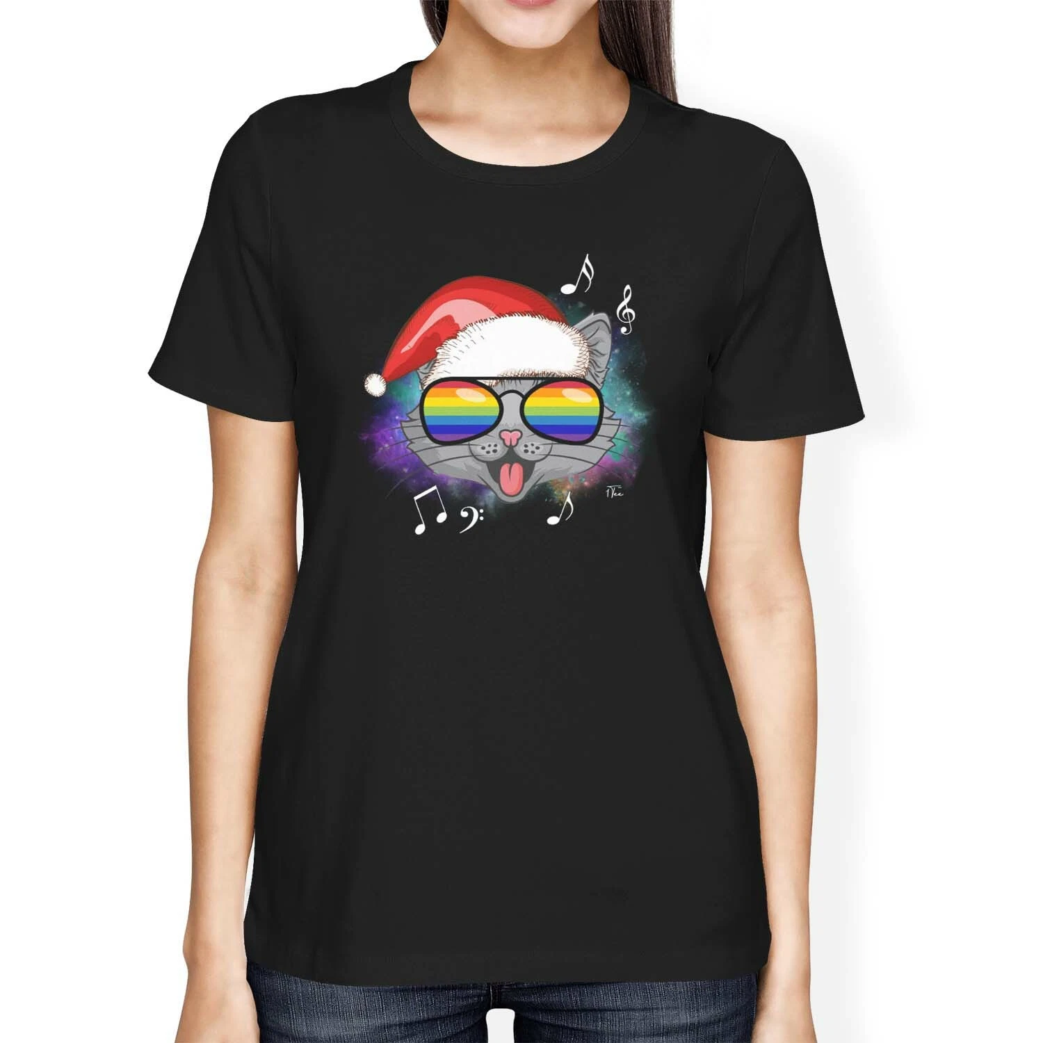 Happy Holiday Cat Music Cute Festive Feline Tune Lover Seasonal Art ...