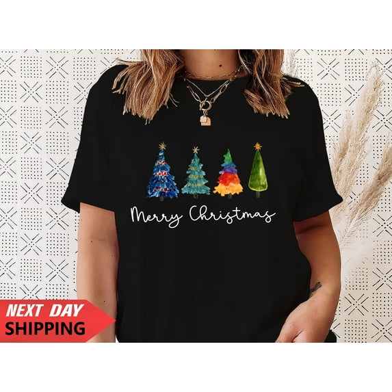 Happy Holiday Season Apparel, Unique Hand Drawn Xmas Forest, Cheerful ...