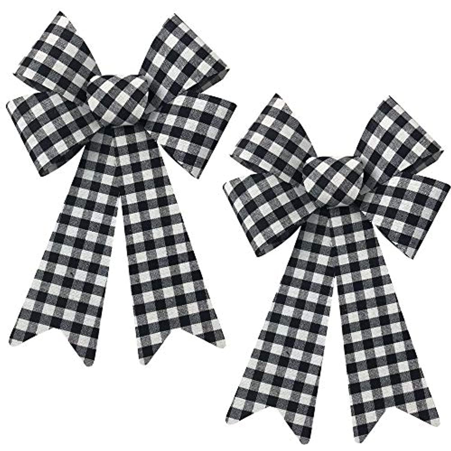 Happy Holidays 15 inch Christmas Decoration Bow - Buffalo Plaid Check ...