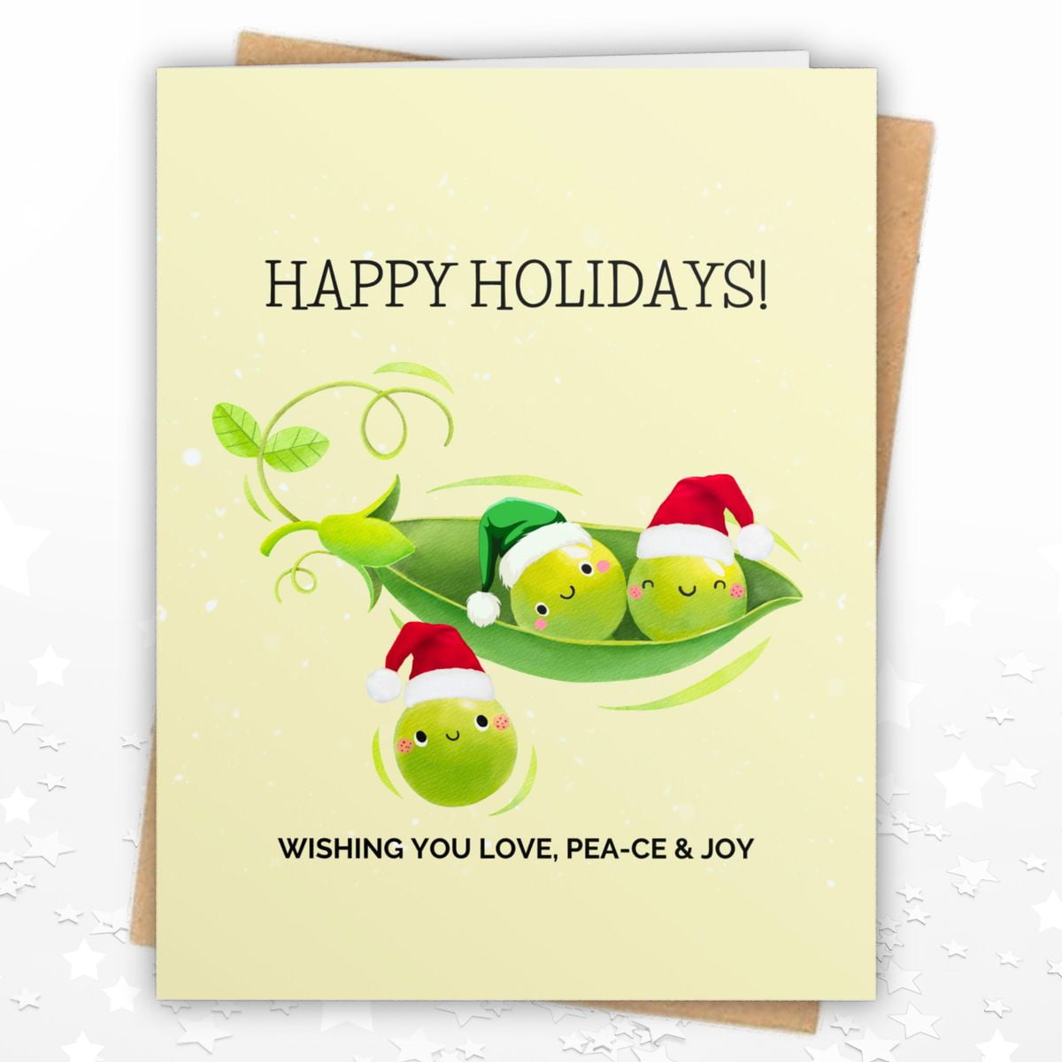 Happy Holidays Card with Peas in a Pod – Cute Christmas Design ...