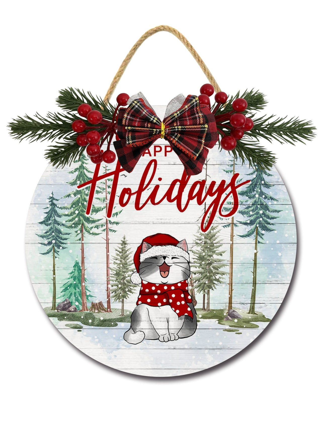 Happy Holidays Front Door Sign Funny Wreaths Hanging Wooden Plaque ...