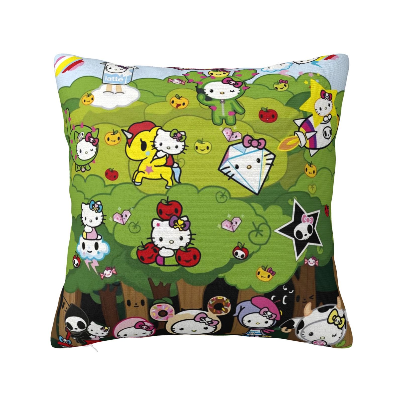 Happy Holidays Kuromi Melody Hello-Kitty Throw Pillow Covers 20x20 Inch ...