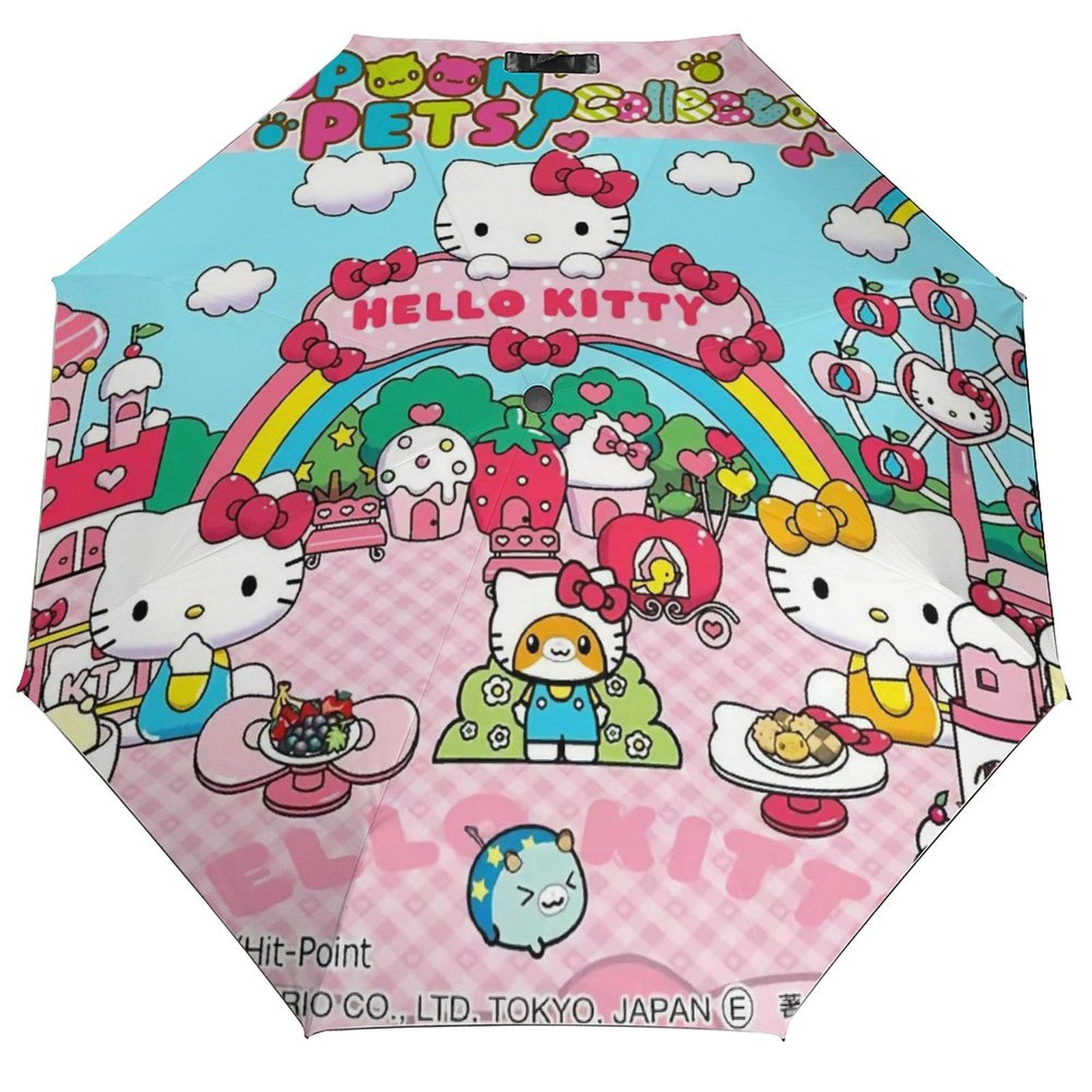 Happy Holidays Kuromi Melody Hello-Kitty Travel Automatic Folding Rain Umbrellas with Cover Bag ...