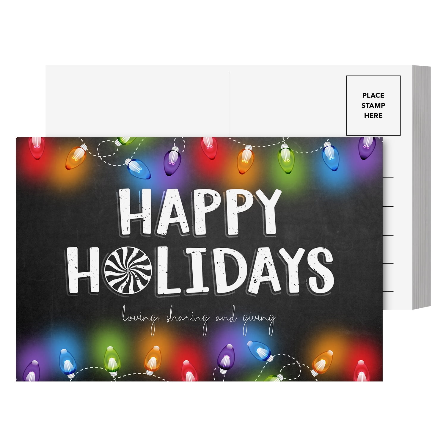 Happy Holidays – Loving Sharing Giving Postcards, Blank Christmas Xmas ...