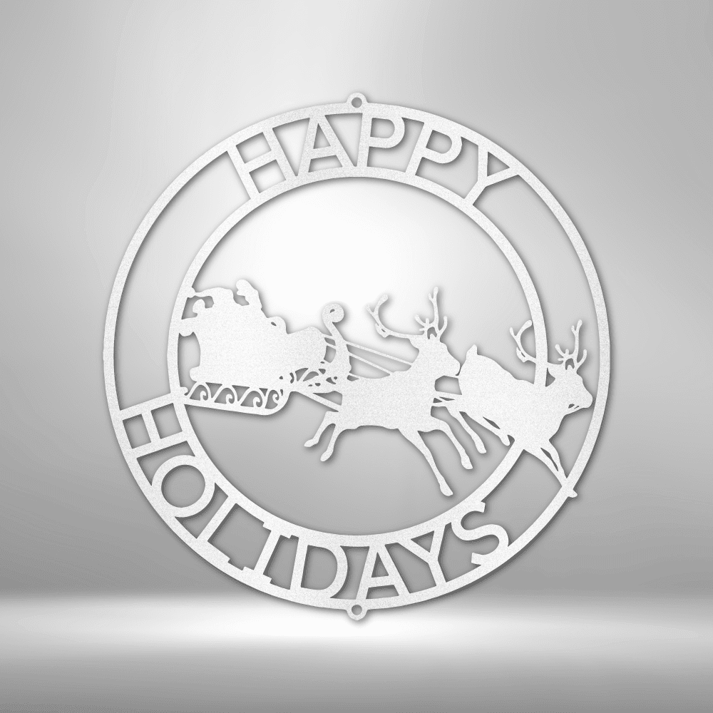 Happy Holidays Santa Steel Sign Laser Cut Powder Coated Home & Office ...
