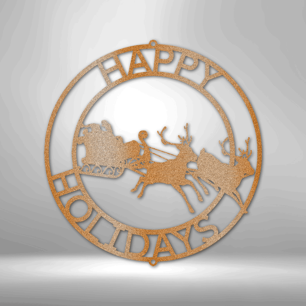Happy Holidays Santa Steel Sign Laser Cut Powder Coated Home & Office ...