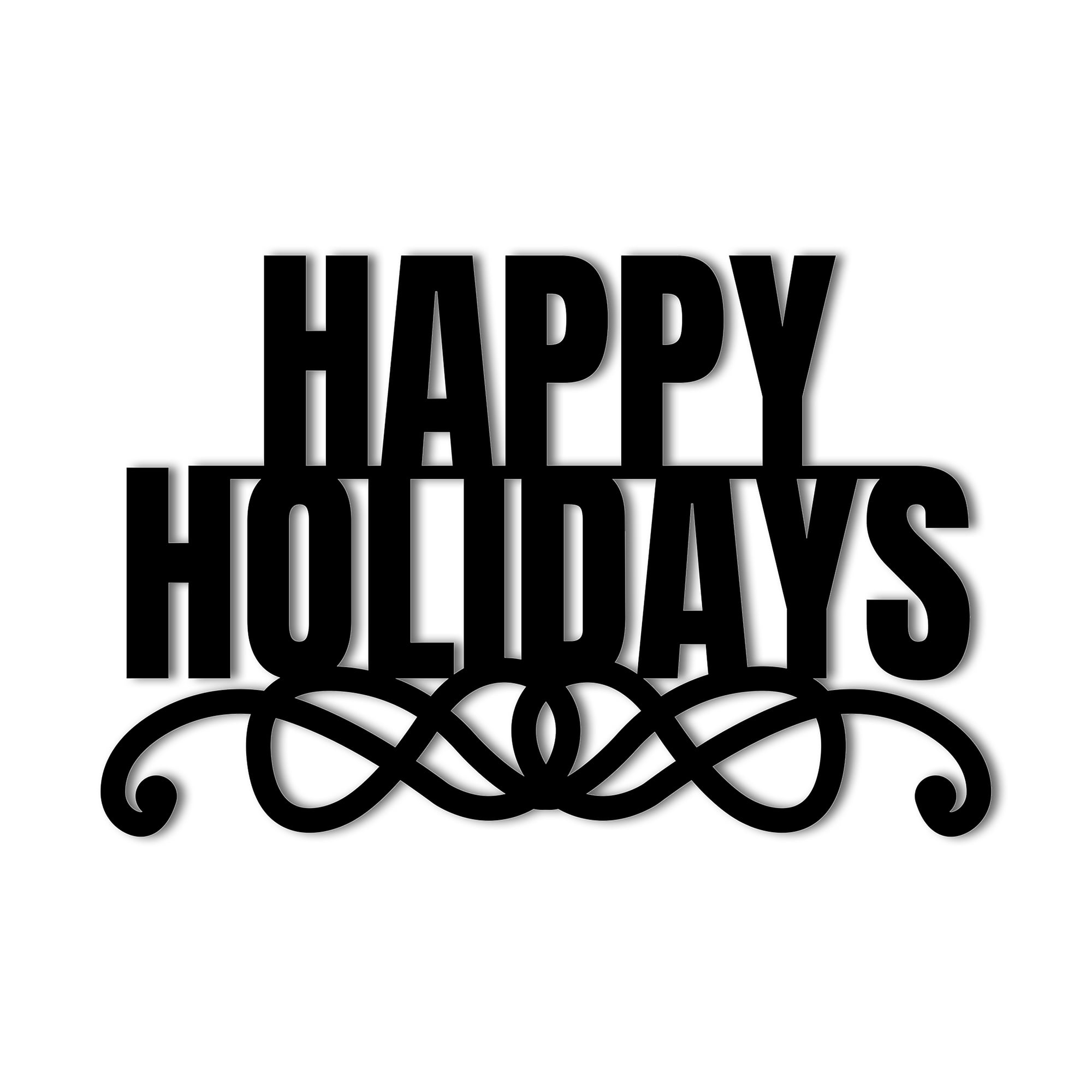 Happy Holidays Stylish Christmas Themed Laser Cut Solid Steel Decorative Home Accent Wall Sign ...