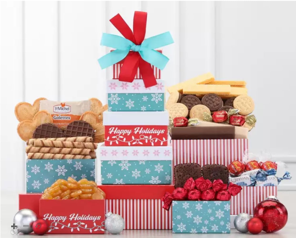 Happy Holidays Tower of Sweets – Festive Gift Tower with Premium ...