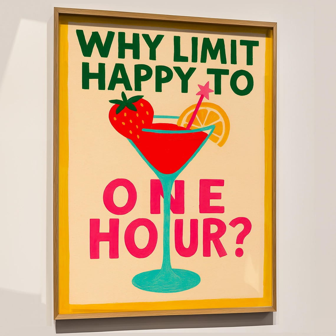 Happy Hour Cocktail Poster, Funny Bar Wall Art, Colorful Drink Print ...