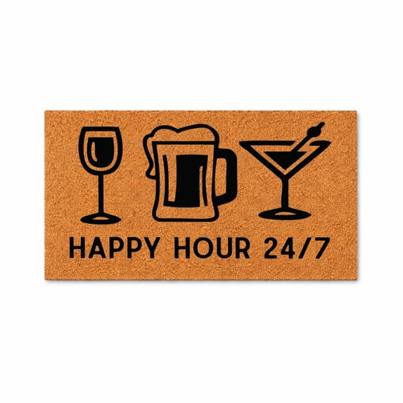Happy Hour Twenty Four Seven Doormat, Funny Welcome Mat, Outdoor ...