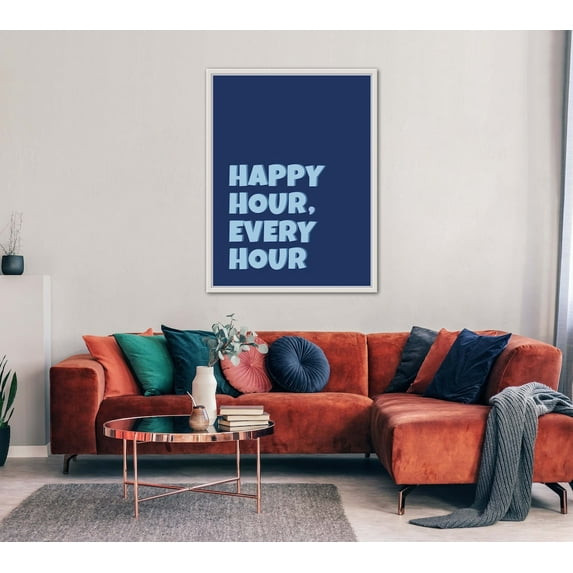 Happy Hour Every Hour, Quote, Blue Bar Cart, Wall Art, Unframed Canvas ...