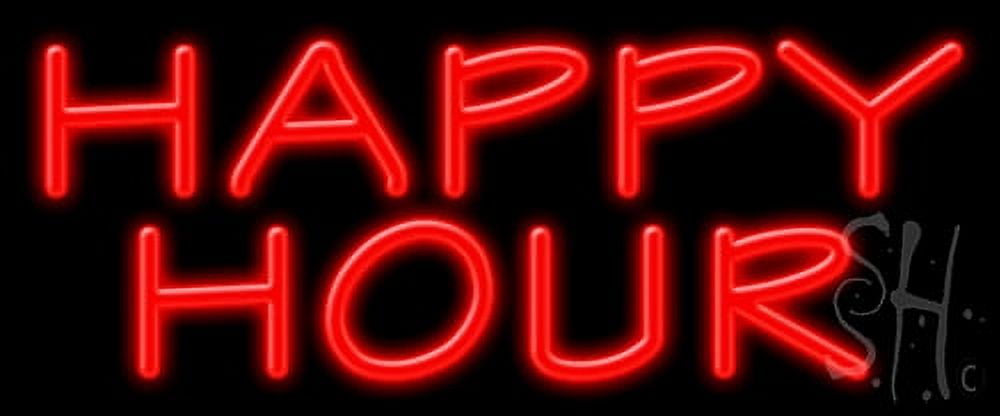 Happy Hour LED Neon Sign 6 x 15 - inches, Clear Edge Cut Acrylic ...