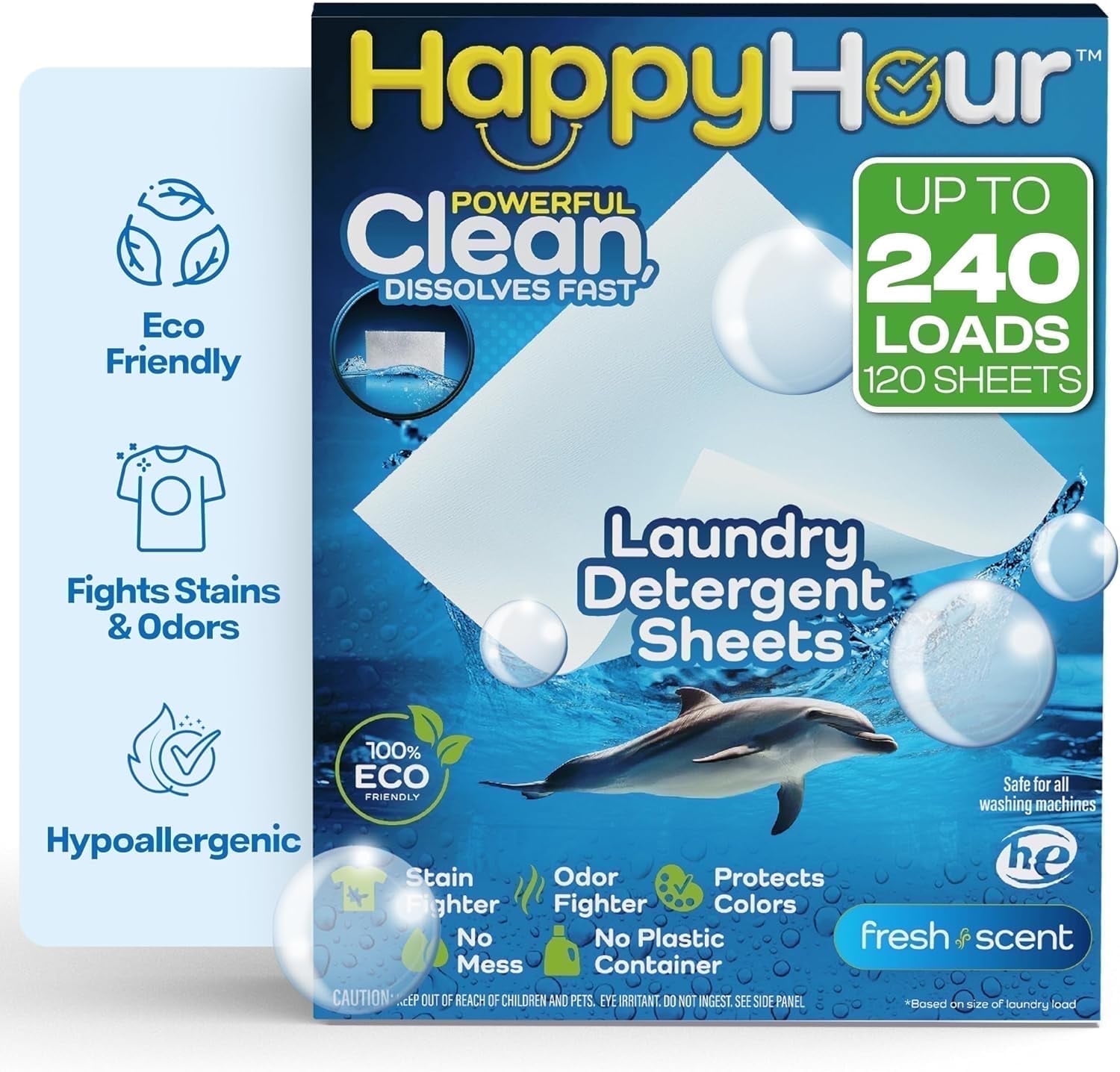 Happy Hour Laundry Detergent Sheets Eco Friendly Color Safe 120 Laundry ...