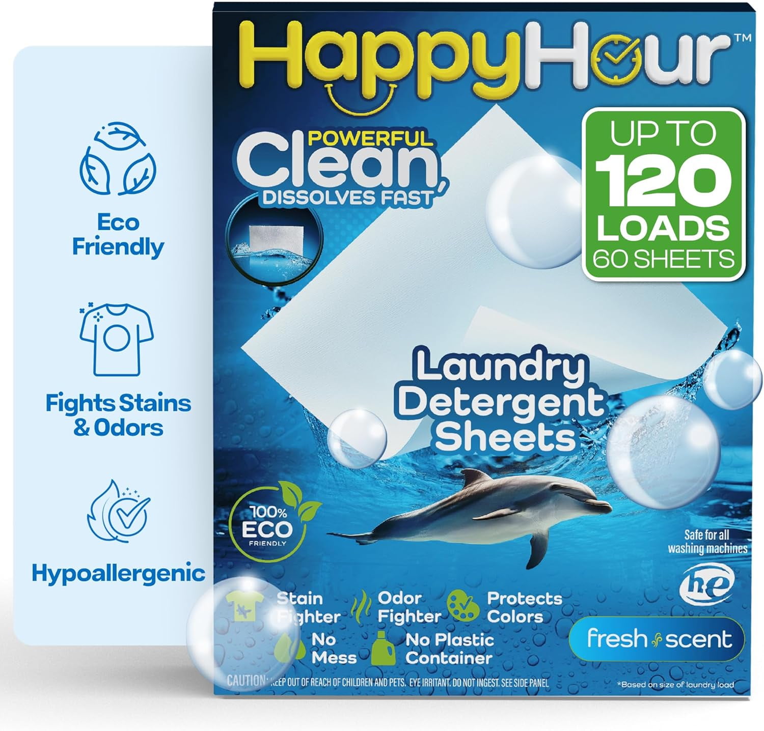 Happy Hour Laundry Detergent Sheets Eco Friendly Color Safe 60 Sheets ...