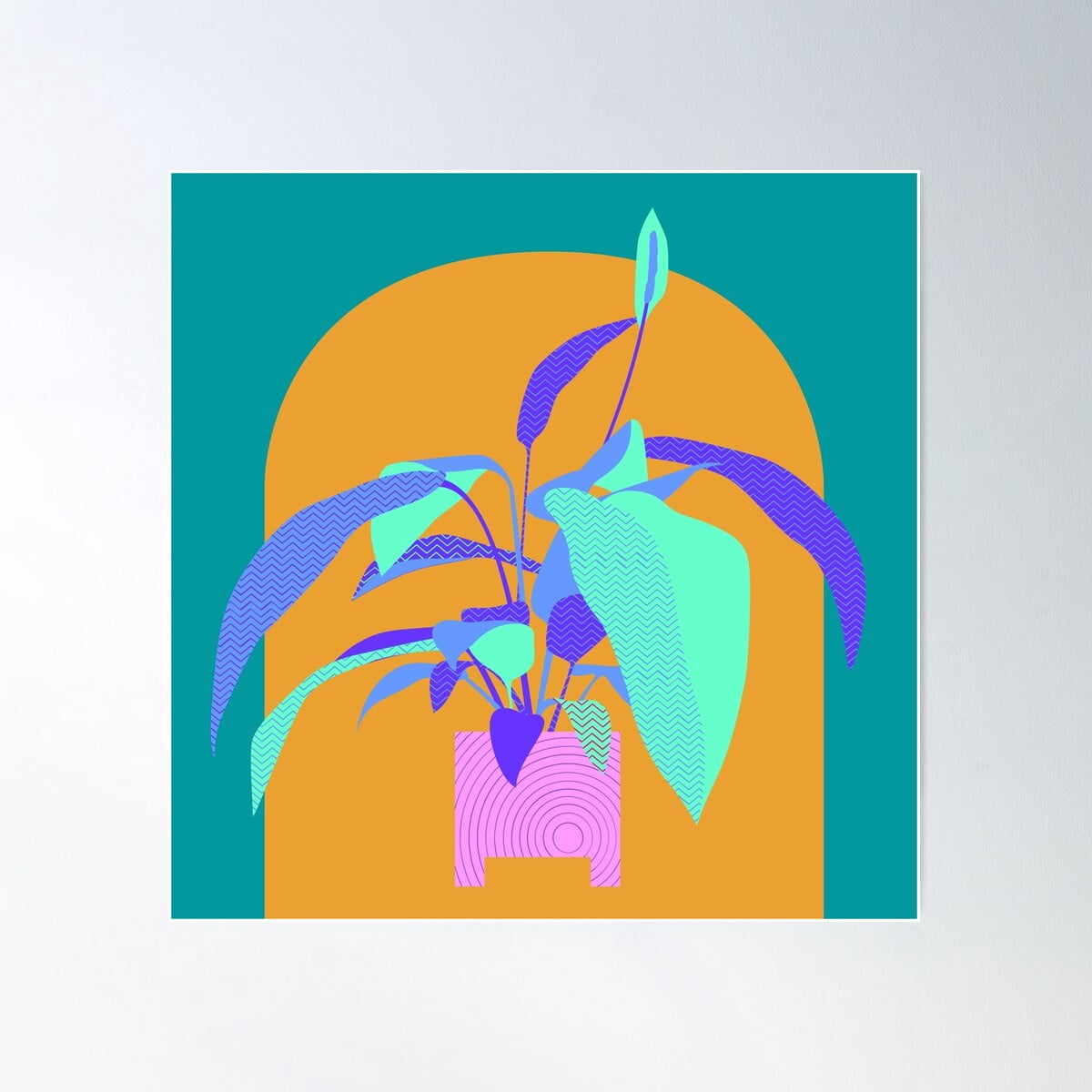 Happy Houseplant Poster Wall Art, Modern Wall Decor For Living Room ...