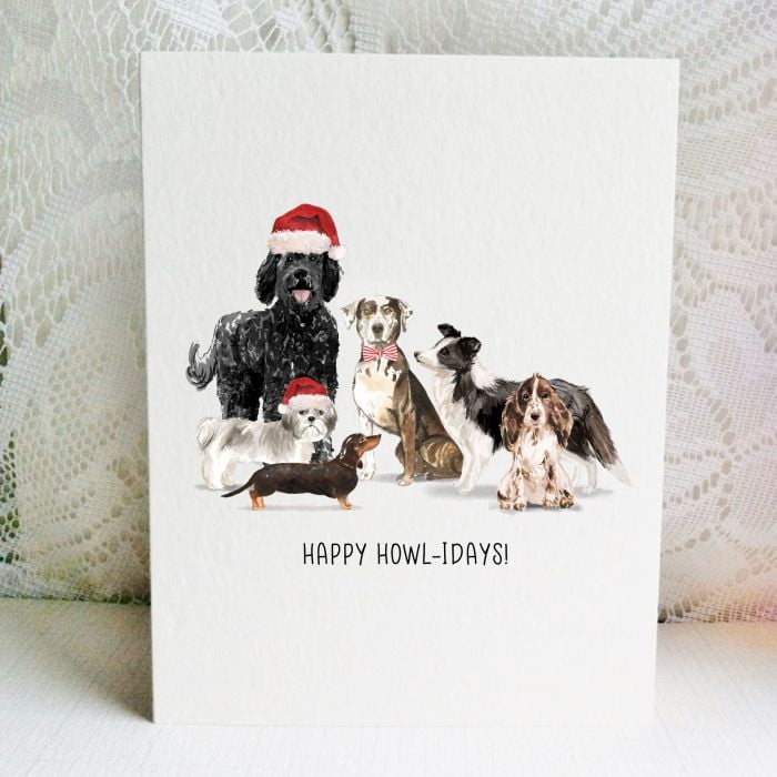 Happy Howl-idays Dog Holiday Card – Cute Christmas Card with Adorable ...