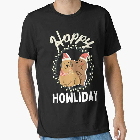 Happy Howliday Dog Tree Scene Cute Winter Holiday Pet Graphic Unisex T ...